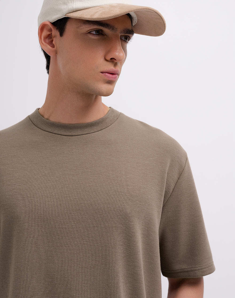 Camiseta regular algodón café hombre